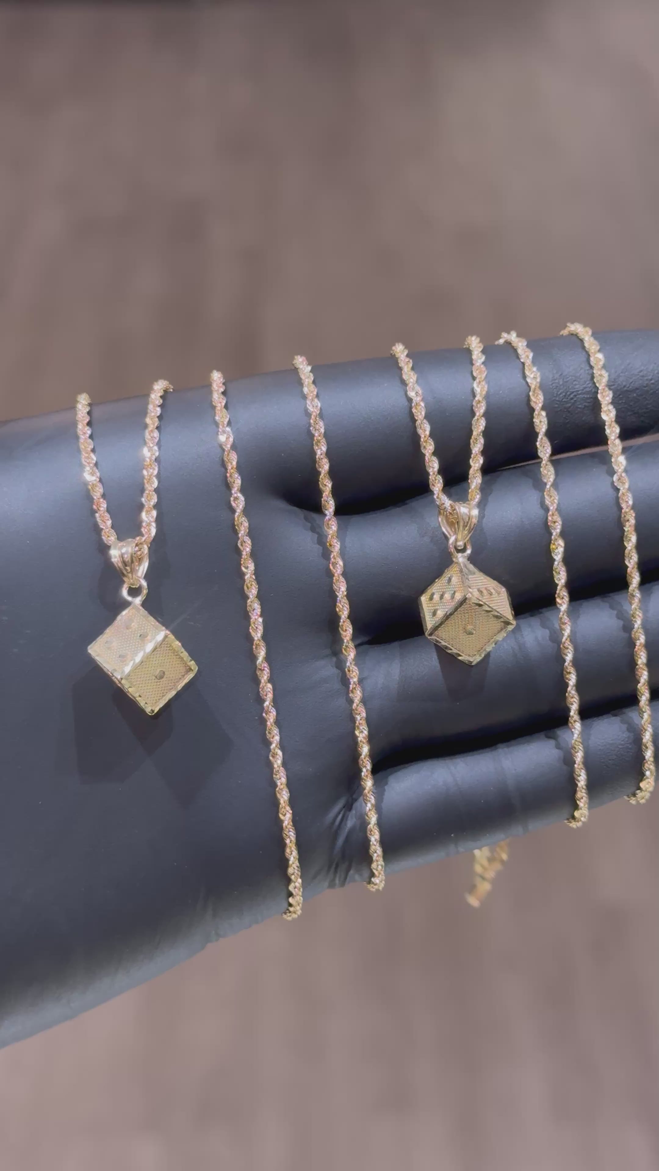 10k 3D Dice Chain Set – EzJewelry